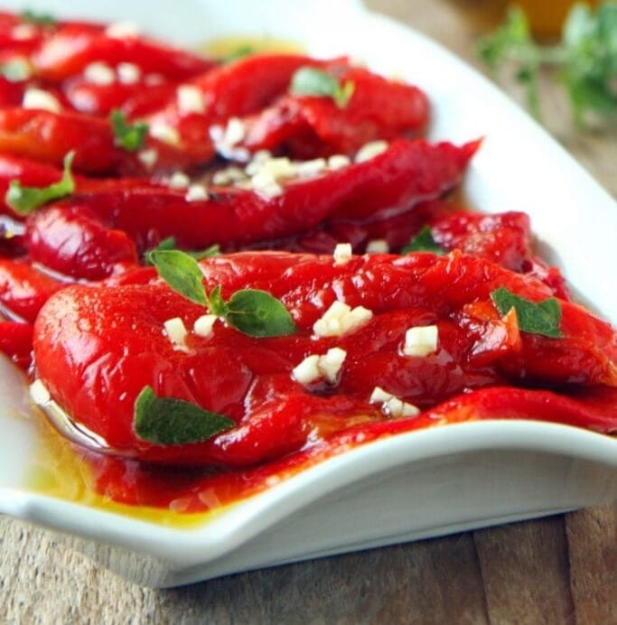 Roasted Red Peppers With Extra Virgin Olive Oil